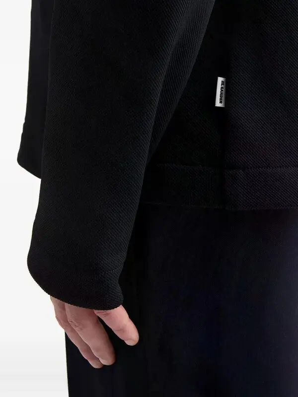 JIL SANDER Long-sleeves Zip-up Polo T-shirt - Black