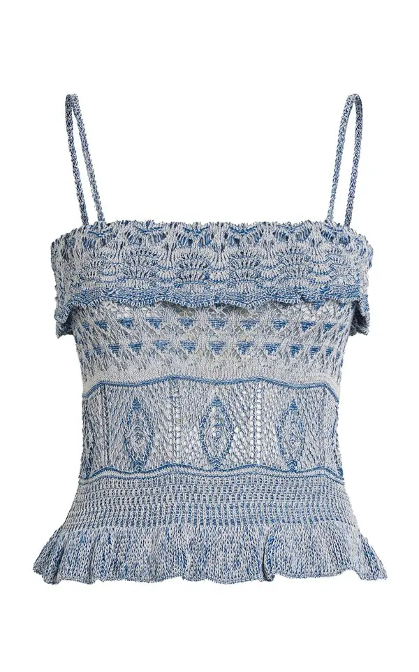 Etro Ruffled Knit Cropped Top - Multi