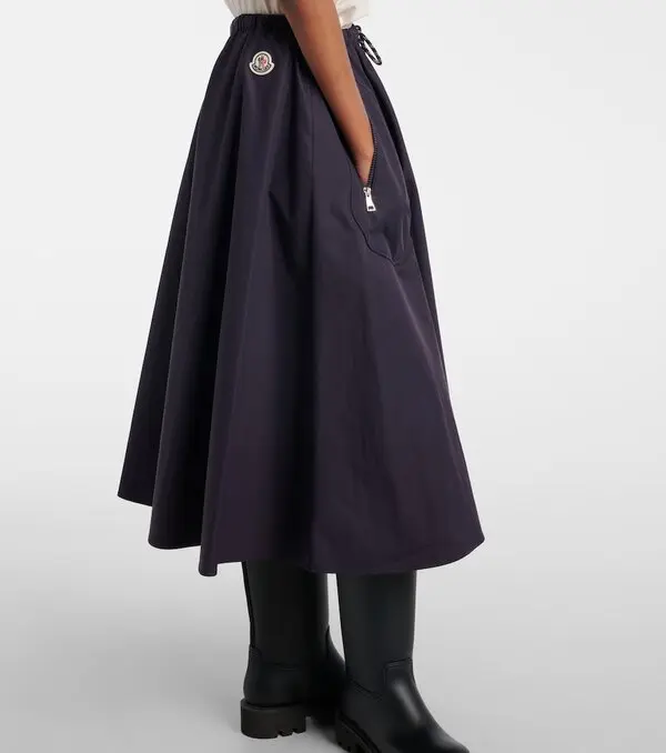 Moncler Cotton-blend Jersey Midi Skirt - Blue