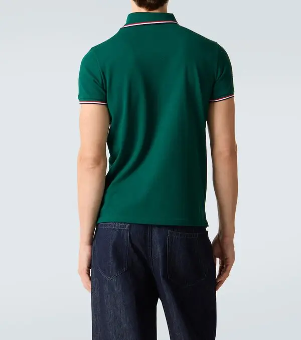 Moncler Logo Cotton Pique Polo Shirt - Green