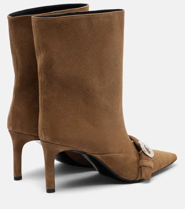 Coperni Suede Ankle Boots With Pointed Toe And Buckle Detail