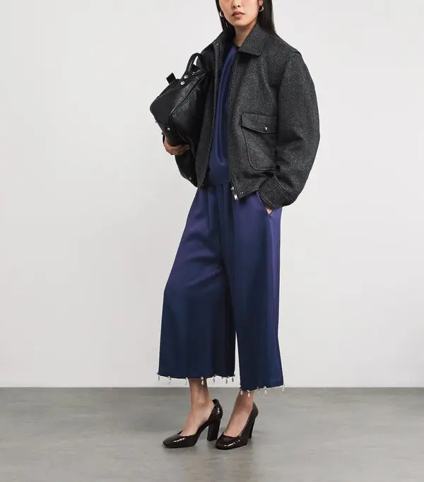 Stella McCartney Faux Pearl Embellished Satin Wide-leg Trousers