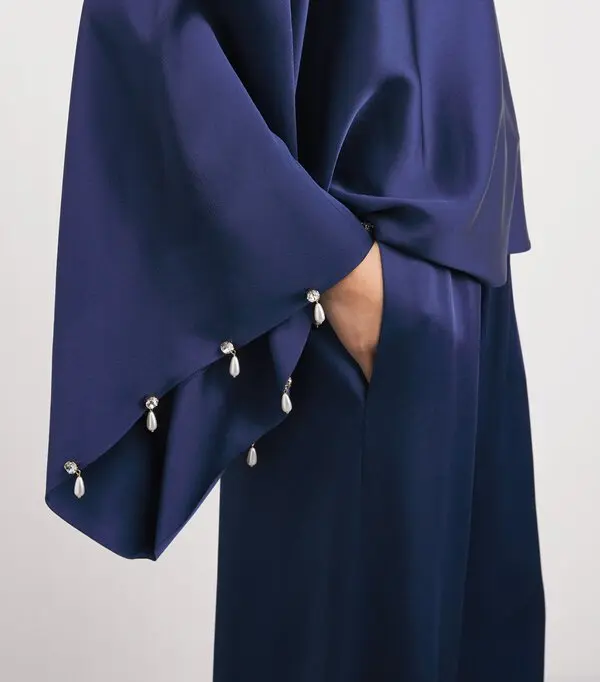 Stella McCartney Faux Pearl Embellished Satin Wide-leg Trousers