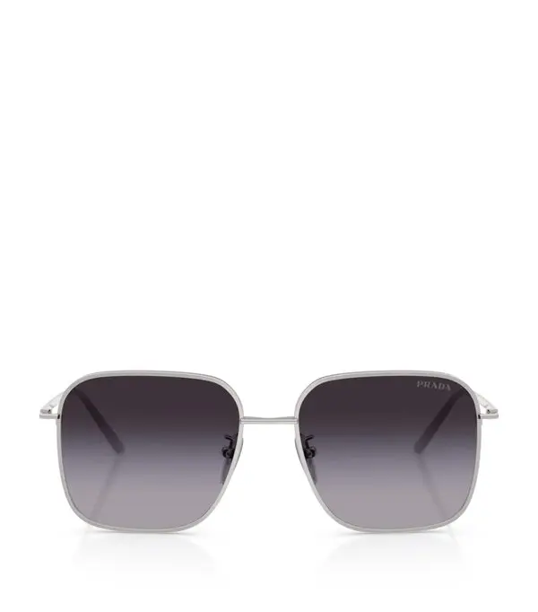 Prada Metal Square Frame Sunglasses - Silver