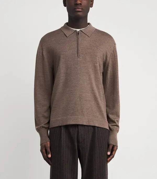 Officine Générale Wool Quarter-zip Polo Sweater