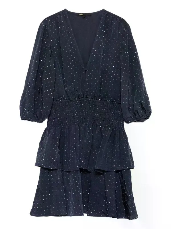 Maje V-neck Crystal-embellished Mini Dress - Blue