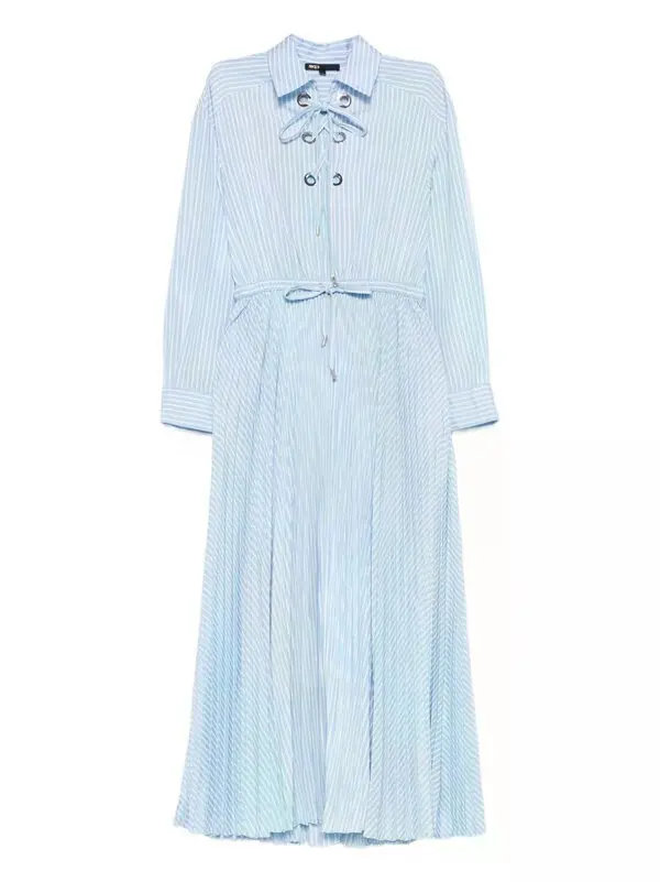 Maje Maxi Pleated Dress With Eyelet Detail - Blue