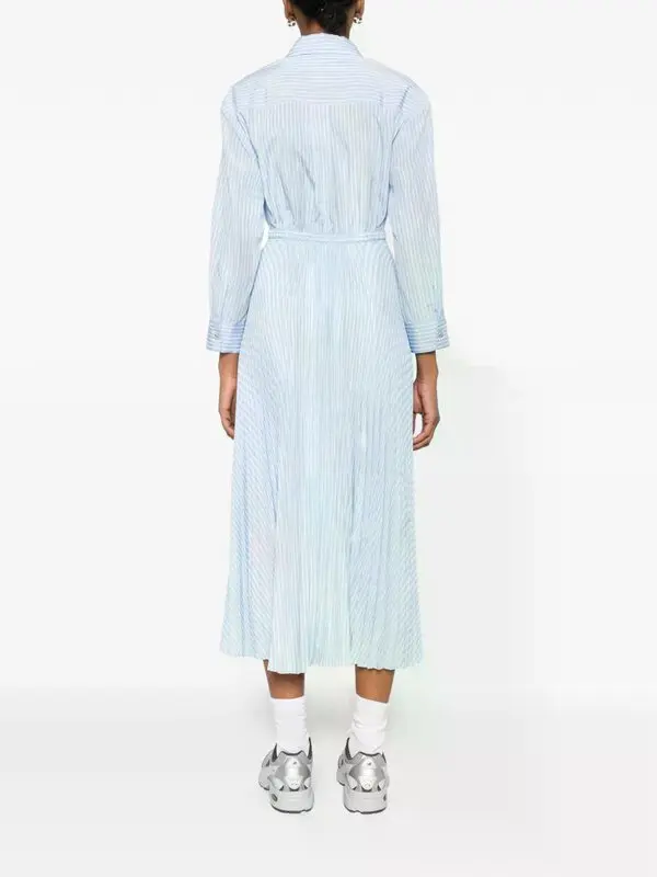 Maje Pleated Maxi Shirt Dress With Lace-up Detail - Blue