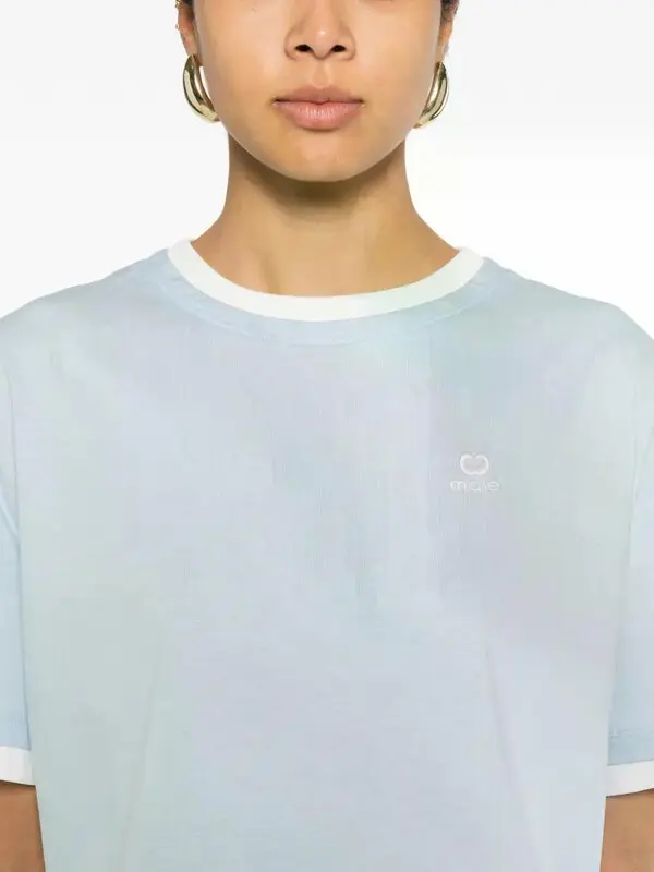 Maje Cropped T-shirt With Embroidered Logo