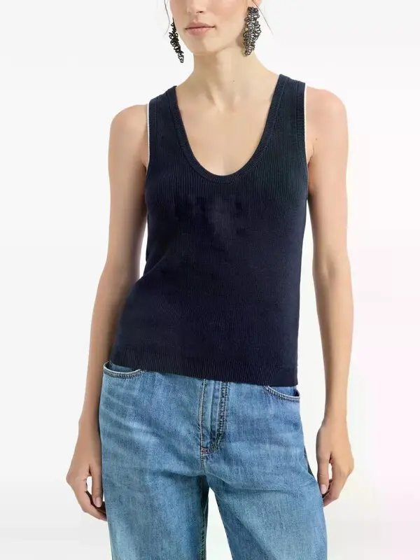 Brunello Cucinelli Ribbed Knit Sleeveless Top