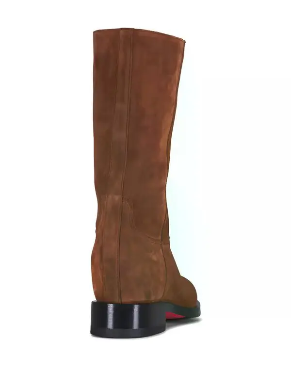 Santoni Round Toe Block Heel Pull On Boots