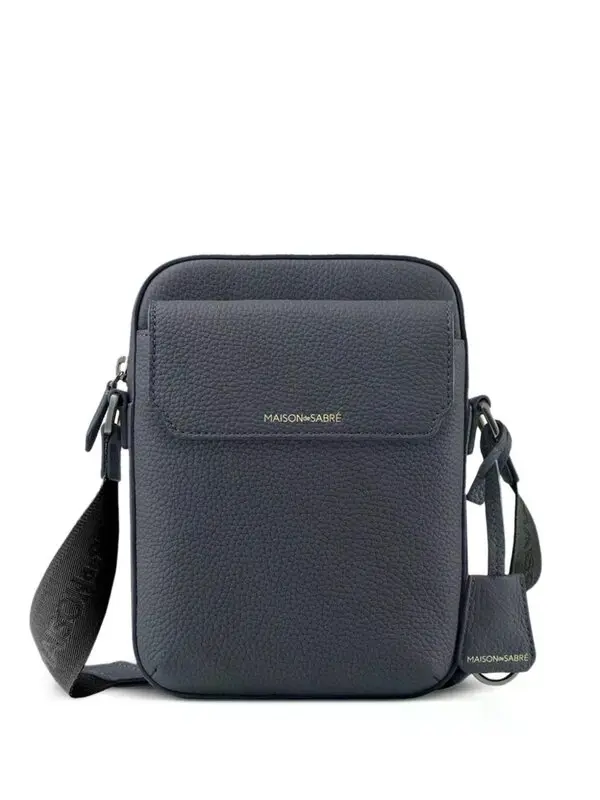 MAISON DE SABRE Leather Flap Messenger Bag - Grey