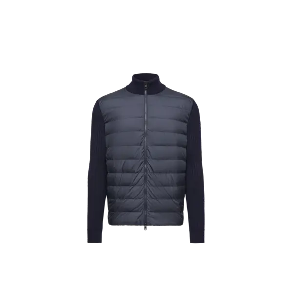 Moncler Padded Wool Zip-up Cardigan - Blue