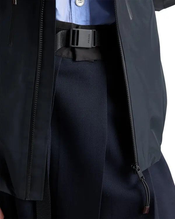 Prada Hopsack And Technical Fabric Pleated Midi Skirt