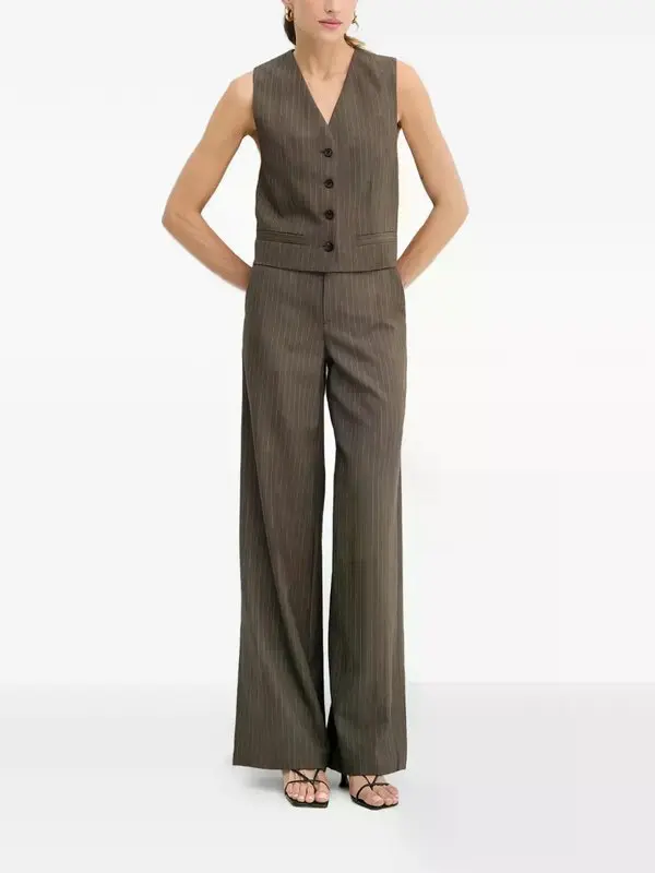 Miss Sixty Pinstripe V-neck Sleeveless Waistcoat - Brown