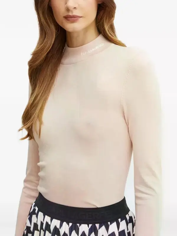 Karl Lagerfeld Logo Detail Mock Neck Knitwear