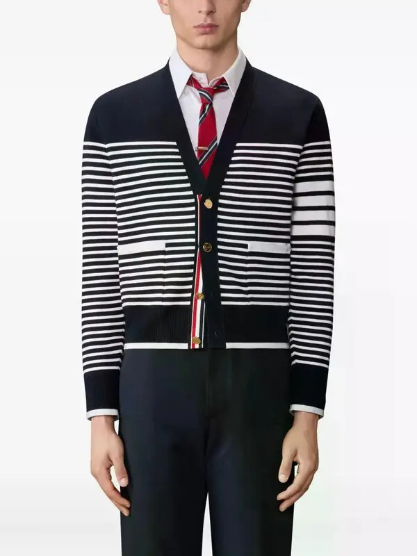 Thom Browne Striped V-neck Cardigan