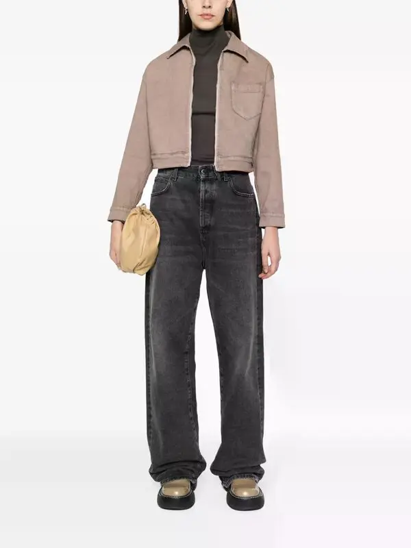 Peserico Cropped Denim Jacket With Zip-up Fastening