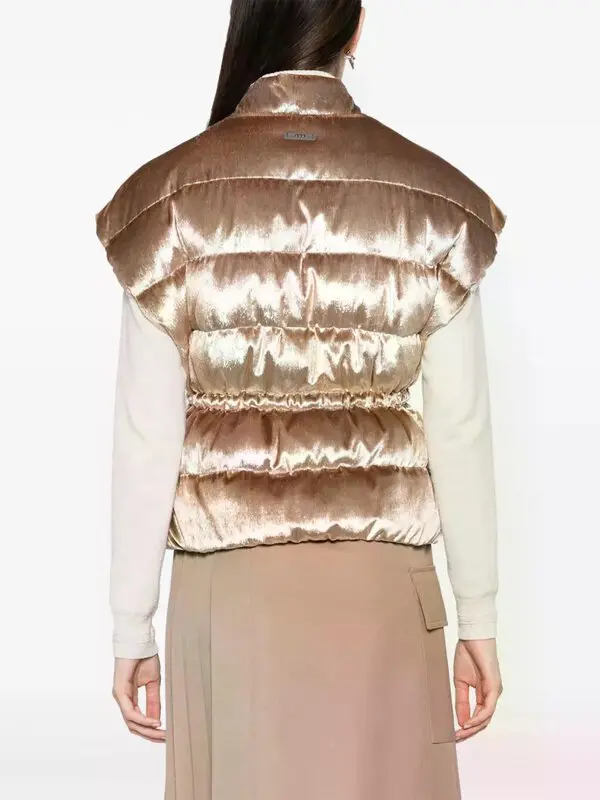 Peserico Velvet-effect Padded Gilet - Brown