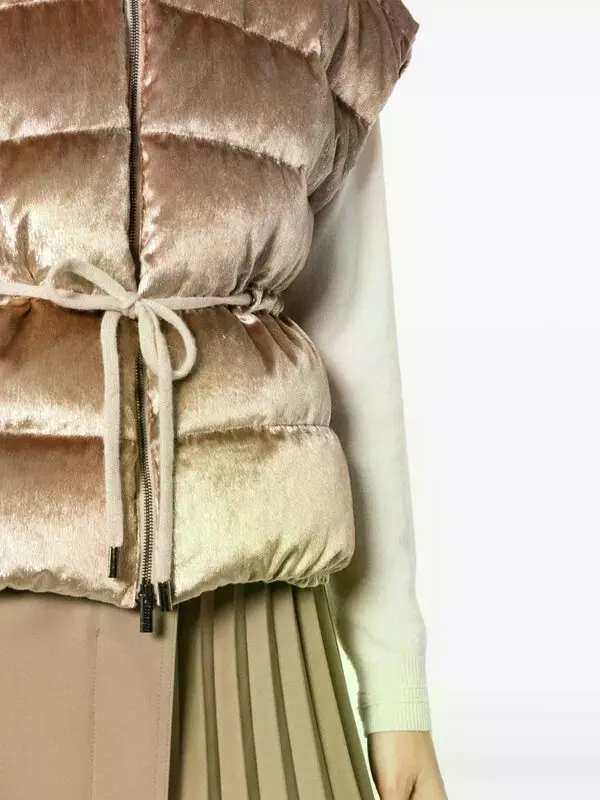 Peserico Velvet-effect Padded Gilet - Brown