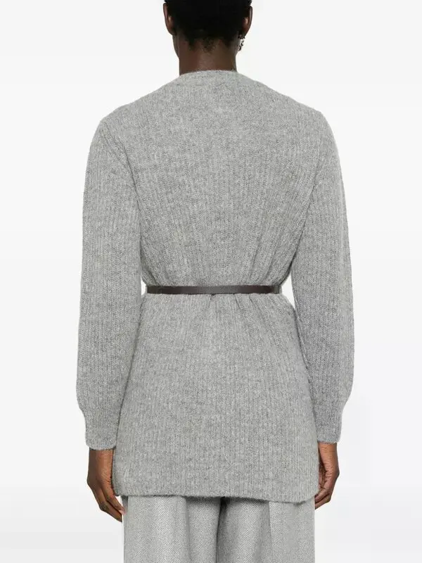 Peserico Sequin-embellished Belted Alpaca Wool-blend Cardigan