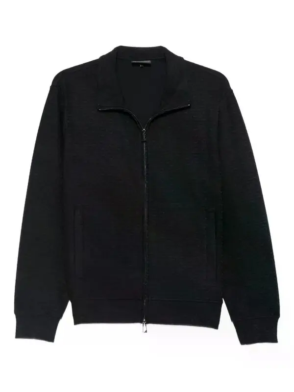 Emporio Armani Textured Zip Sweatshirt - Blue