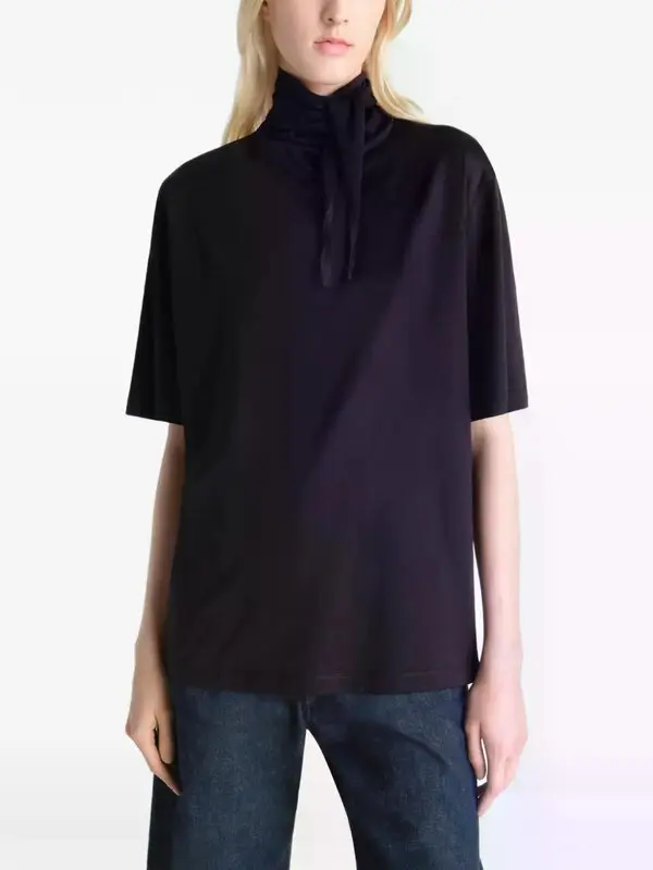 LEMAIRE Short Sleeve Top With Attached Scarf
