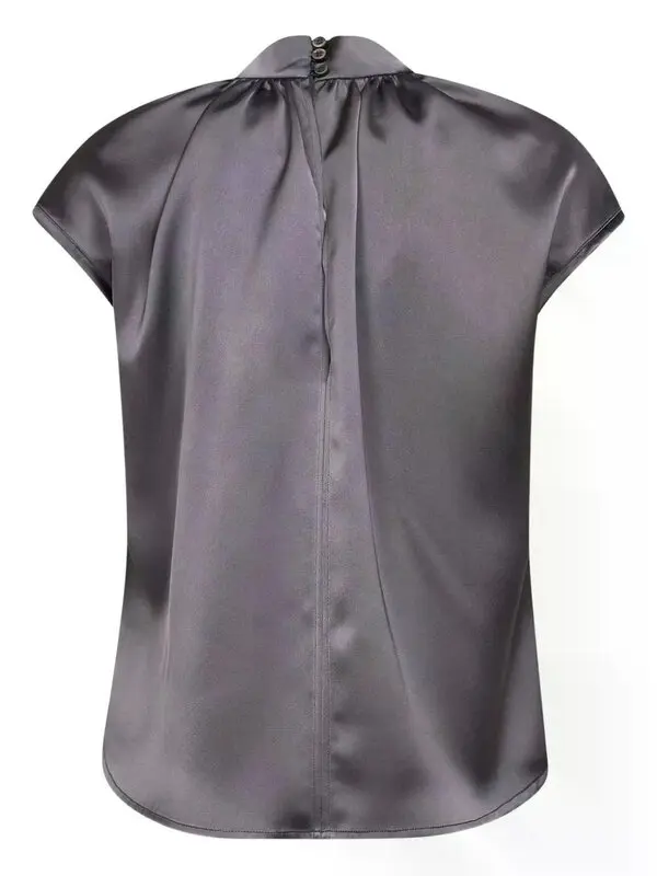 BLANCA VITA Gathered Stand-collar Top With Cap Sleeves