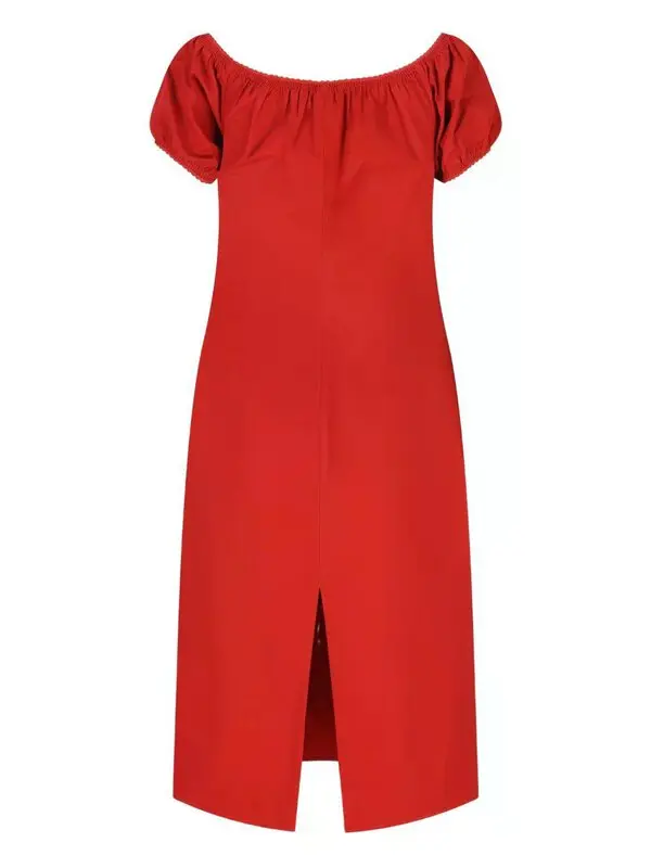 Miu Miu Poplin Gathered Neckline Dress