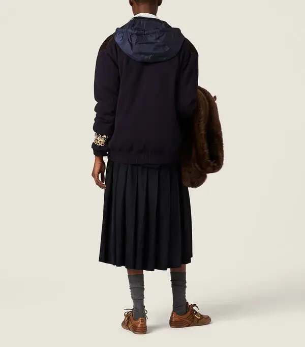 Miu Miu Waxed Suede Pleated Midi Skirt