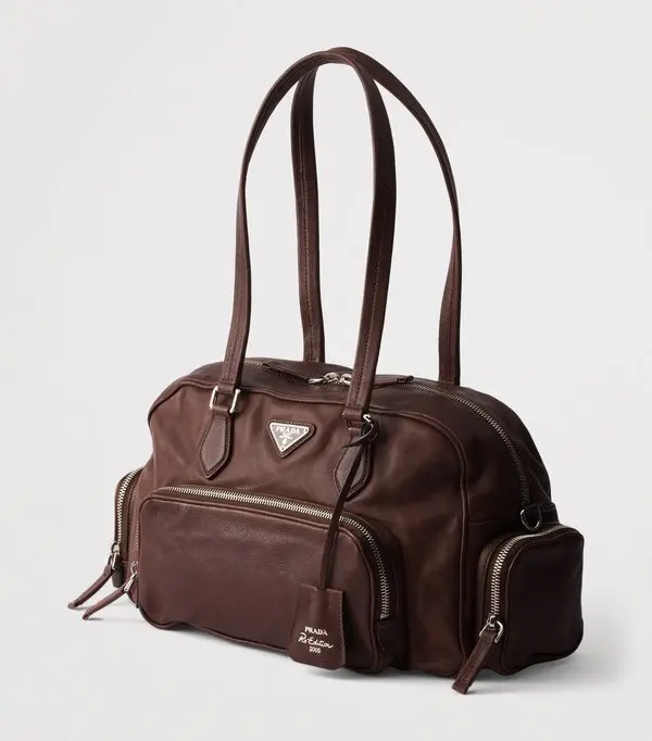 Prada Large Washed Leather Shoulder Bag