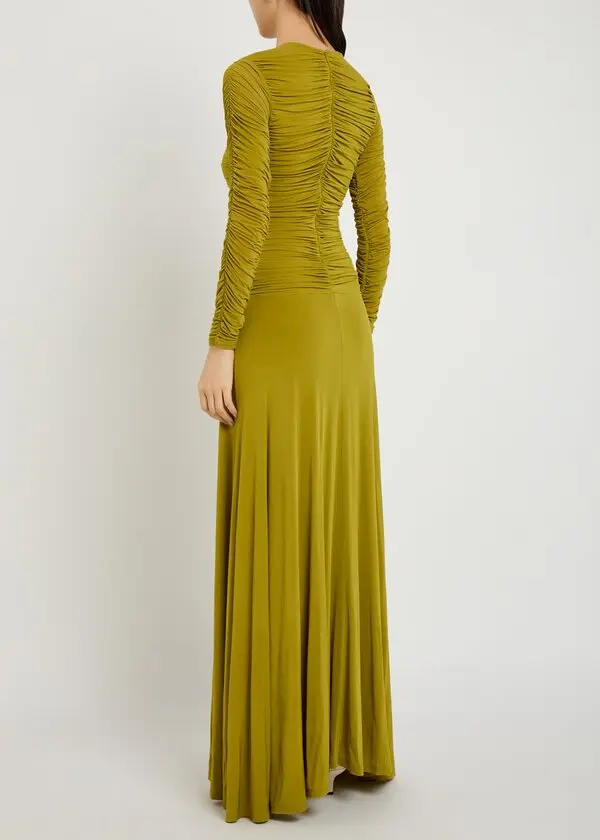 Tove Eira Ruched Stretch-jersey Maxi Dress - Green
