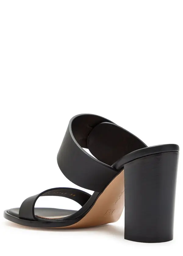 GIANVITO ROSSI Belted Leather Block Heel Sandals - Black