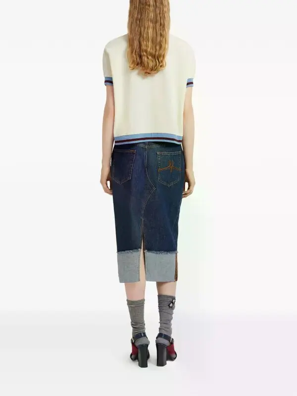 Marni Frayed Denim Midi Skirt