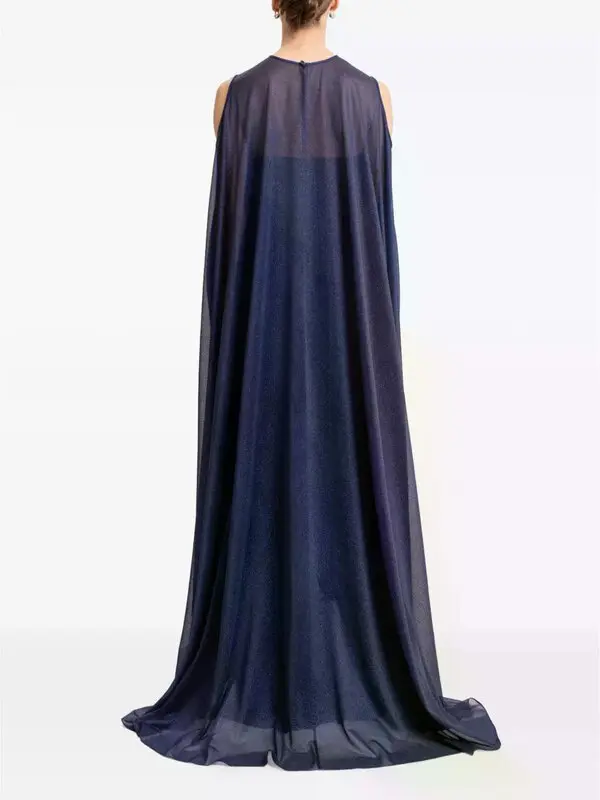 GEMY MAALOUF Navy Pleated Cape Gown