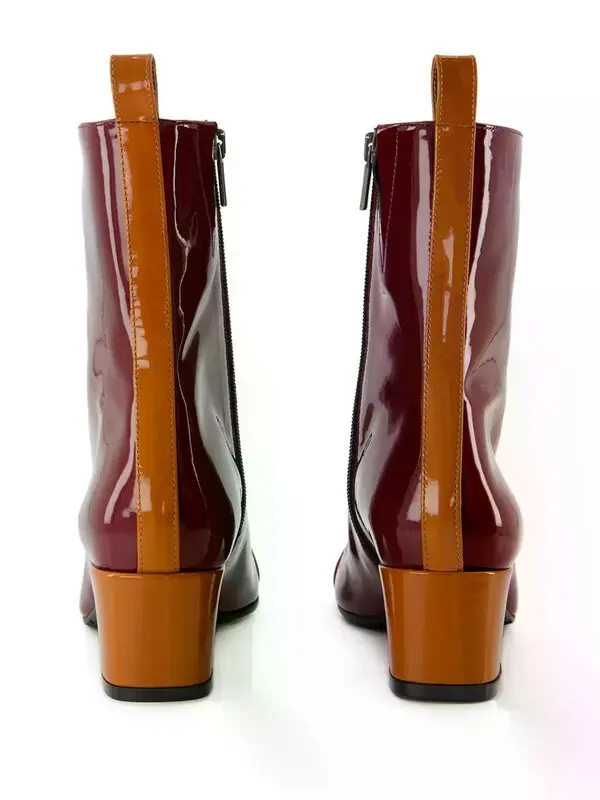 CAREL Audry Patent Leather Block Heel Boots