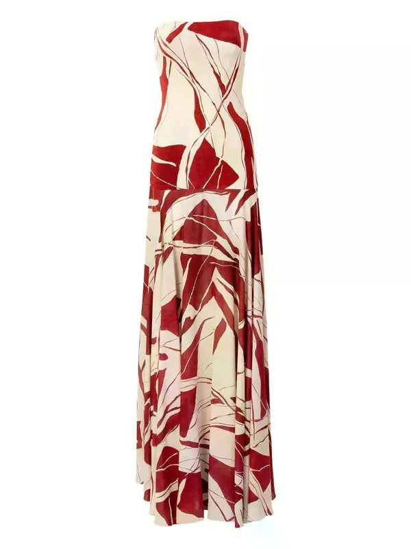 Silvia Tcherassi Strapless Maxi Dress With Tiered Skirt - Neutrals
