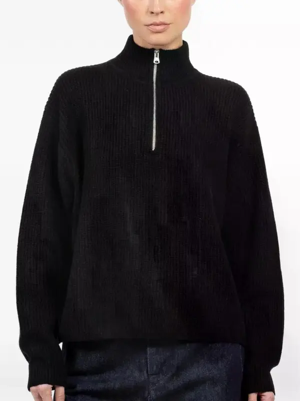 Jenni Kayne Ribbed Half-zip Funnel Neck Sweater