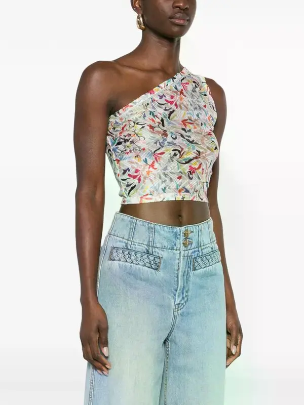 Missoni One-shoulder Floral Cropped Top - White