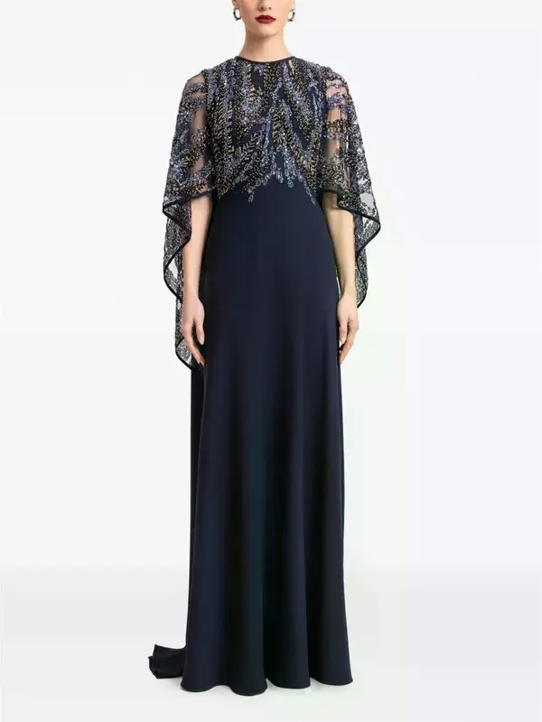 GEMY MAALOUF Embellished Cape Gown
