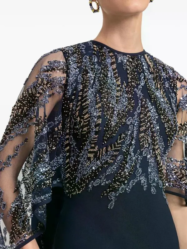 GEMY MAALOUF Embellished Cape Gown