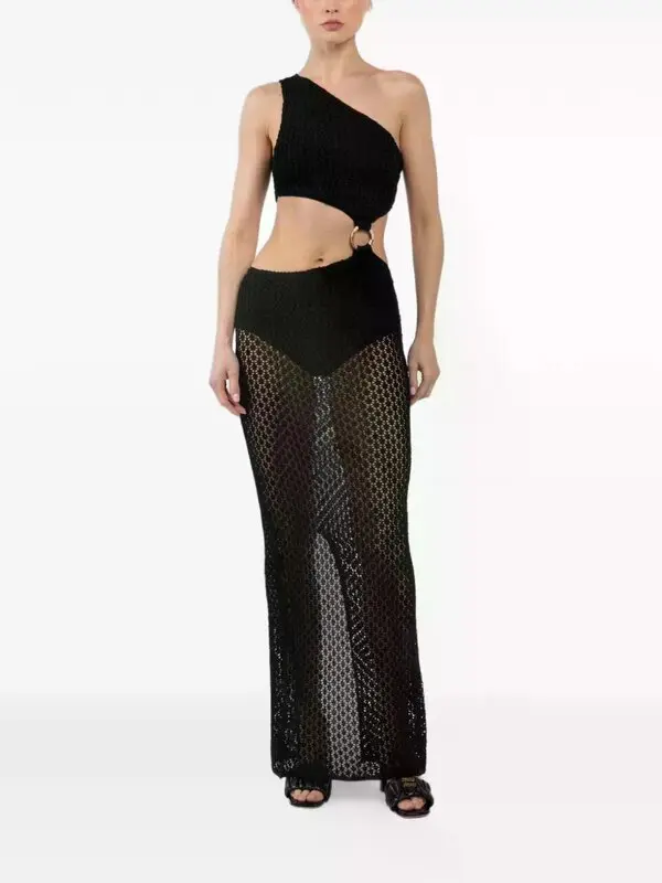 BANANHOT One-shoulder Ring Detail Maxi Dress - Black