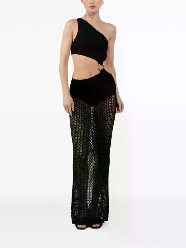 BANANHOT One-shoulder Ring Detail Maxi Dress - Black