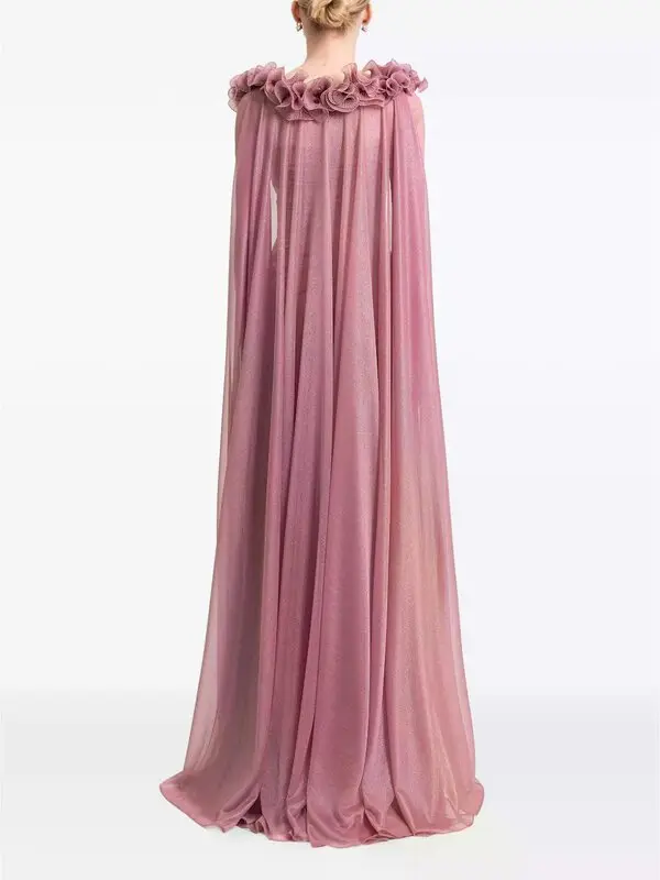 GEMY MAALOUF Ruffled Gown With Detachable Cape
