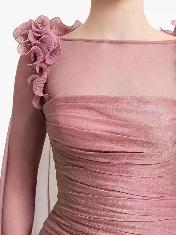 GEMY MAALOUF Ruffled Gown With Detachable Cape