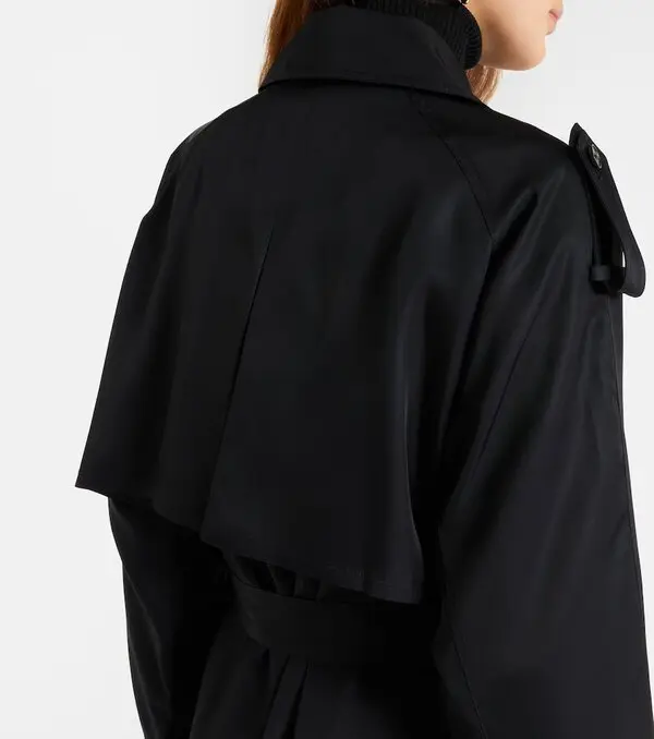 THE FRANKIE SHOP Veyron Double-breasted Twill Trench Coat - Black