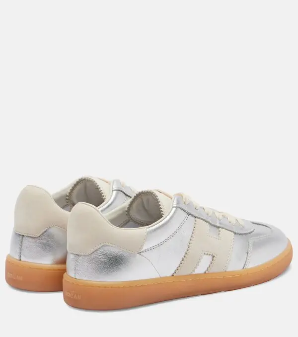 Hogan Metallic Leather Sneakers - Silver