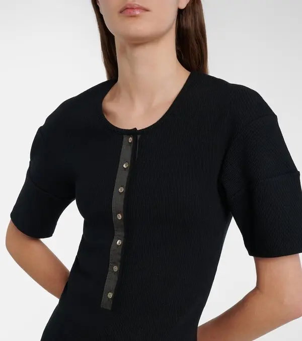 LEMAIRE Cotton And Linen Henley Shirt - Black