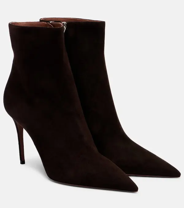 Paris Texas Vera 85 Suede Ankle Boots - Brown