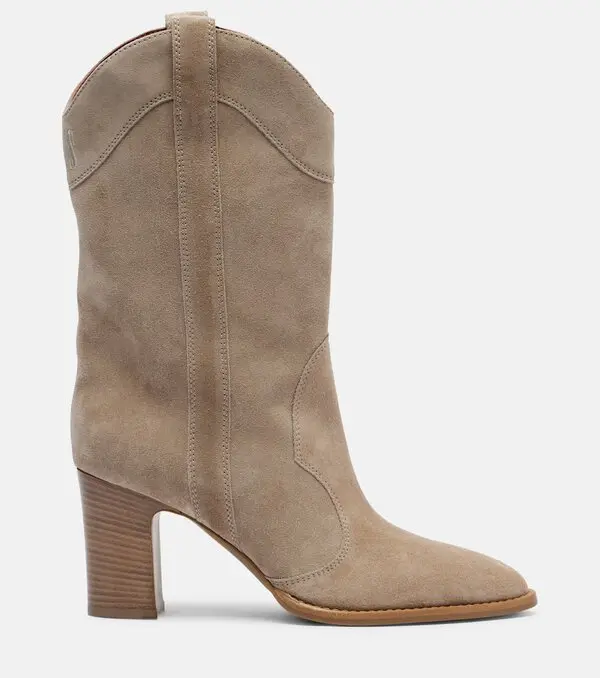 Paris Texas Lavinia Suede Cowboy Boots - Beige